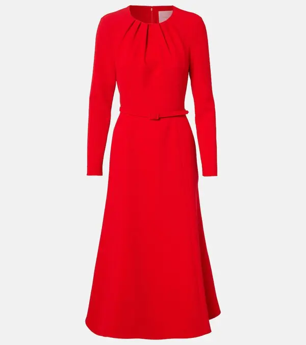 Carolina Herrera Belted Crêpe Midi Dress - Red