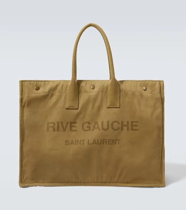 Saint Laurent Rive Gauche Large Canvas Tote Bag - Green