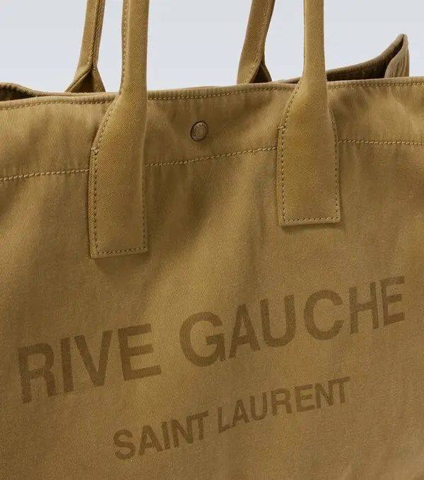 Saint Laurent Rive Gauche Large Canvas Tote Bag - Green