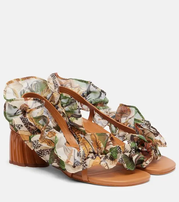Farm Rio Ruffled Leather Sandals