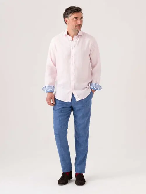 KOY CLOTHING Classic Linen Long Sleeve Shirt - Pink