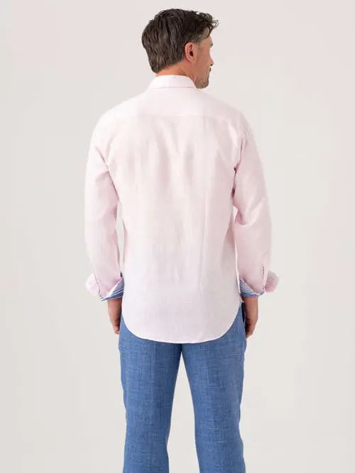 KOY CLOTHING Classic Linen Long Sleeve Shirt - Pink