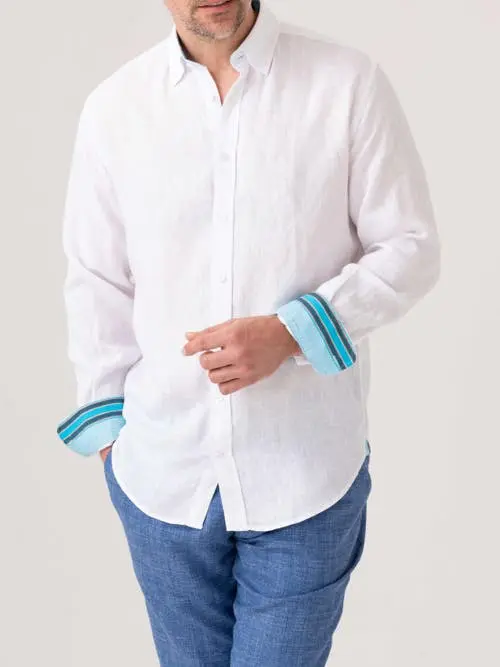KOY CLOTHING Classic Linen Long Sleeve Shirt - White