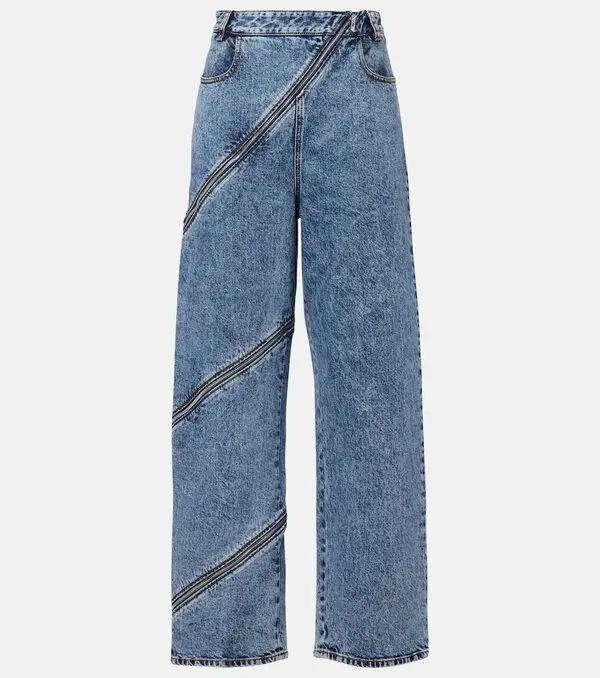 Alaïa Spiral High-rise Wide-leg Jeans - Blue