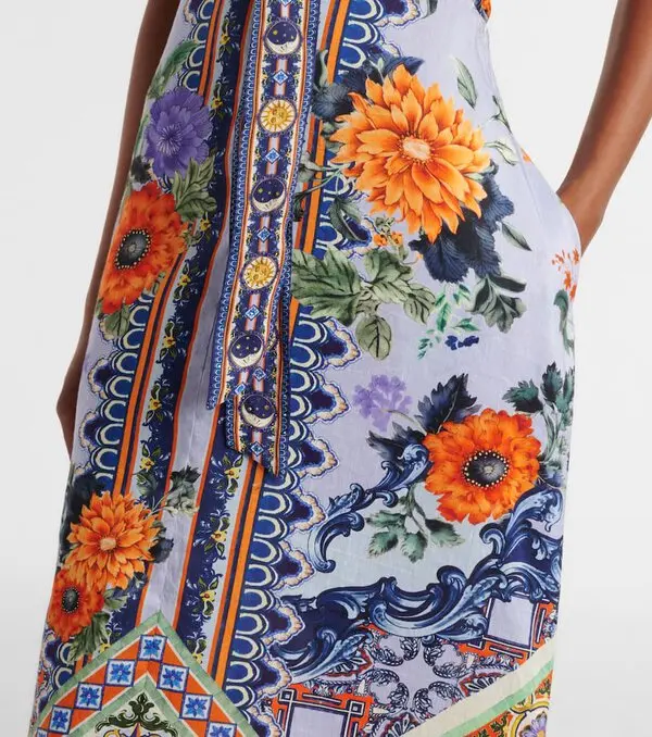 Camilla Printed Linen And Silk Maxi Dress