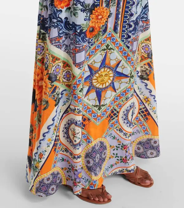 Camilla Printed Linen And Silk Maxi Dress