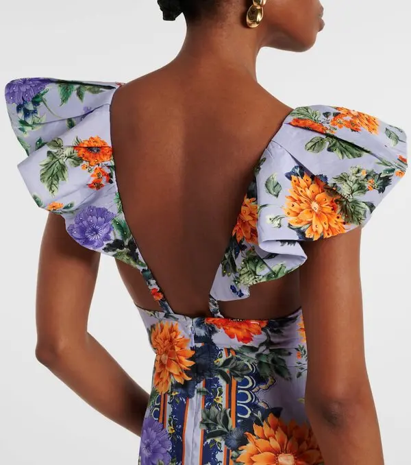 Camilla Printed Linen And Silk Maxi Dress