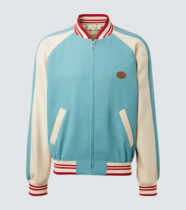 Valentino Garavani Logo Virgin Wool Varsity Jacket - Blue