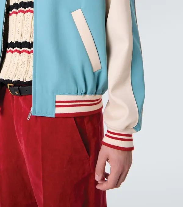 Valentino Garavani Logo Virgin Wool Varsity Jacket - Blue
