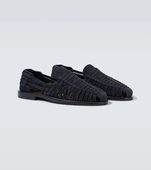 Brunello Cucinelli Woven Suede Loafers