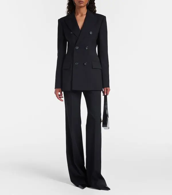 Sportmax Adamo Double-breasted Wool Blazer - Black