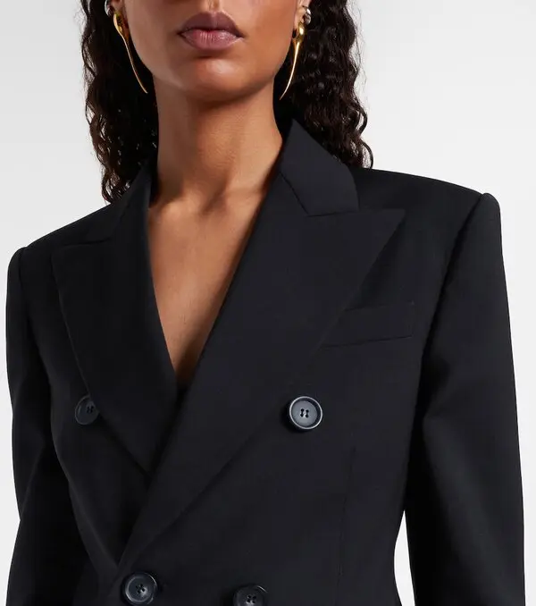 Sportmax Adamo Double-breasted Wool Blazer - Black