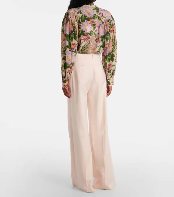 Chloé Virgin Wool Gabardine Flared Pants - Pink