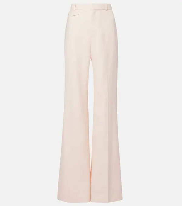 Chloé Virgin Wool Gabardine Flared Pants - White