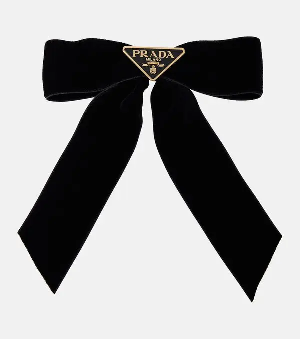 Prada Bow-detail Velvet Hair Clip - Black