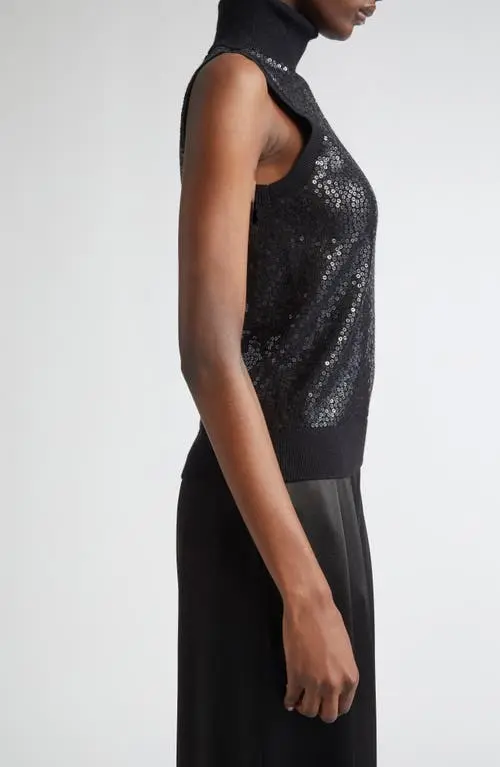 Michael Kors Sequin-embellished Sleeveless Cashmere Turtleneck Sweater