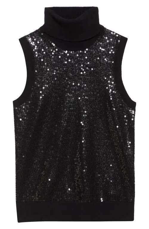 Michael Kors Sequin-embellished Sleeveless Cashmere Turtleneck Sweater