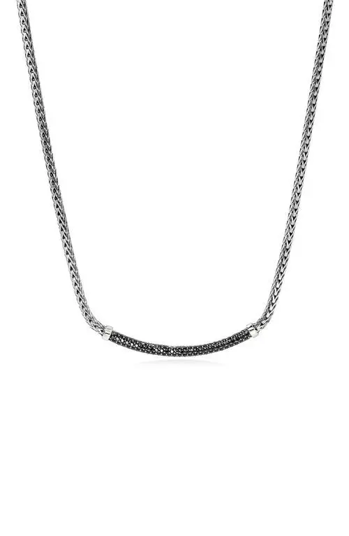 John Hardy Essentials Pavé Sapphire Chain Necklace - Silver/ Black Sapphire