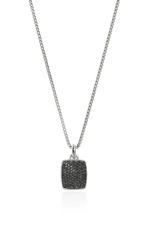 John Hardy Sterling Silver Tag Necklace - Silver/black Diamonds