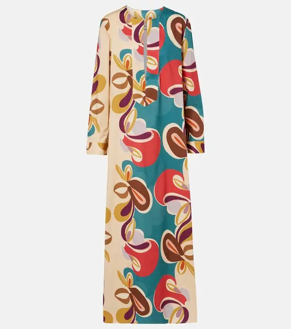 ADRIANA DEGREAS Printed Cotton-blend Kaftan - Multicoloured