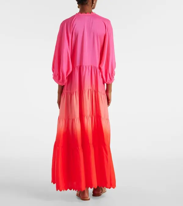 JULIET DUNN Scalloped Tie Silk Maxi Dress