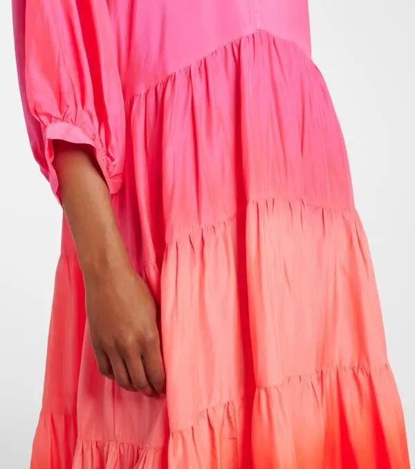 JULIET DUNN Scalloped Tie Silk Maxi Dress
