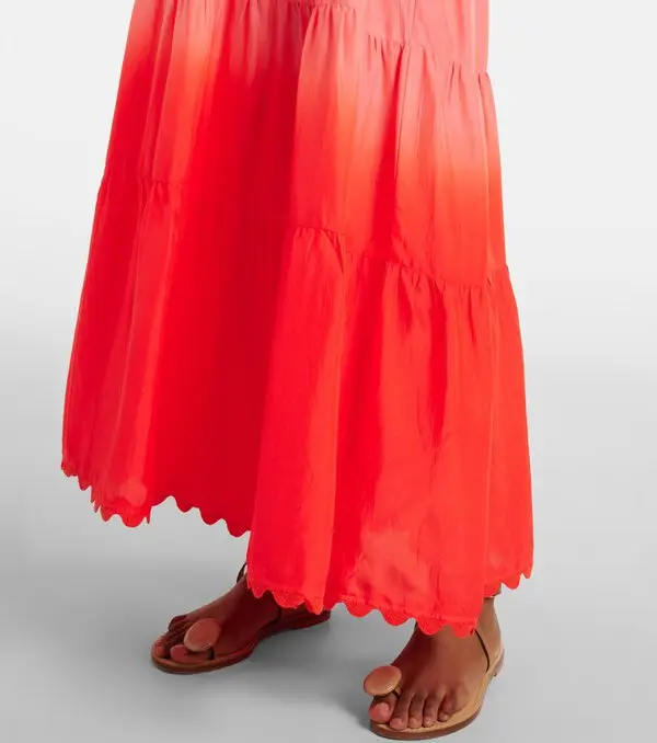 JULIET DUNN Scalloped Tie Silk Maxi Dress