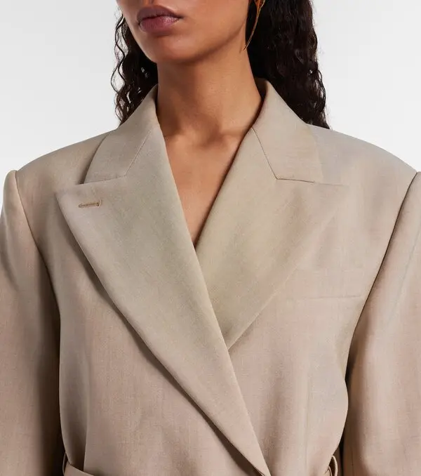 Sportmax Tubinga Belted Virgin Wool Blazer - Beige