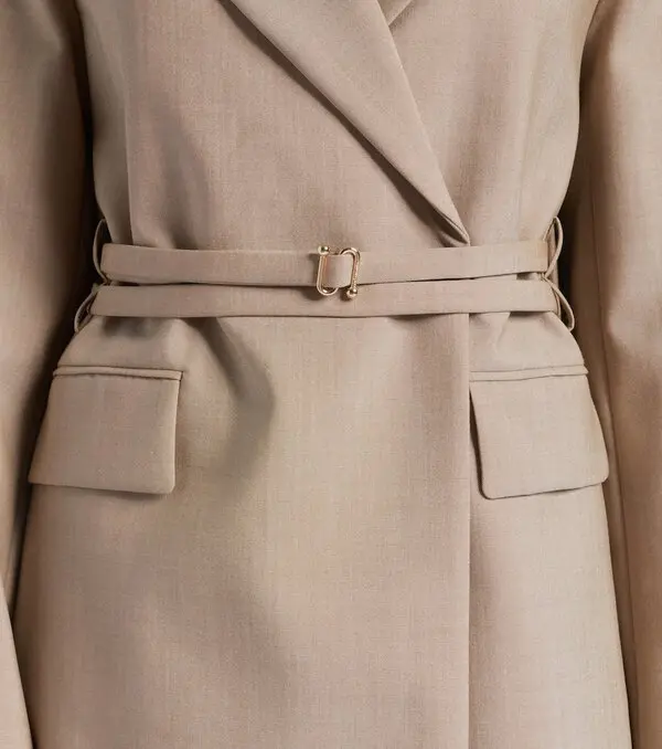 Sportmax Tubinga Belted Virgin Wool Blazer - Beige
