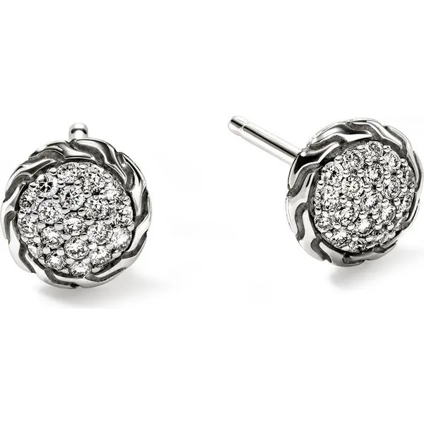John Hardy Essential Diamond Pavé Stud Earrings - Silver/diamond