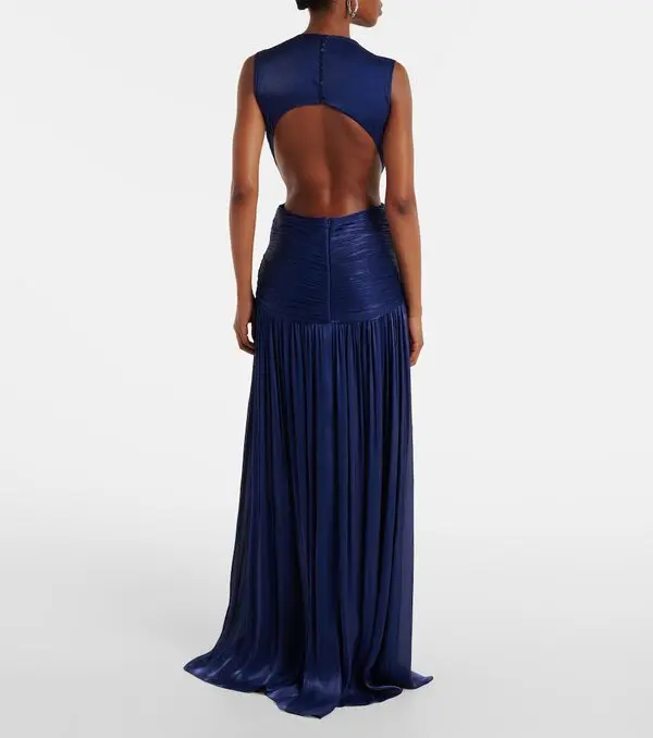 Costarellos Silia Ruched Georgette Gown - Blue
