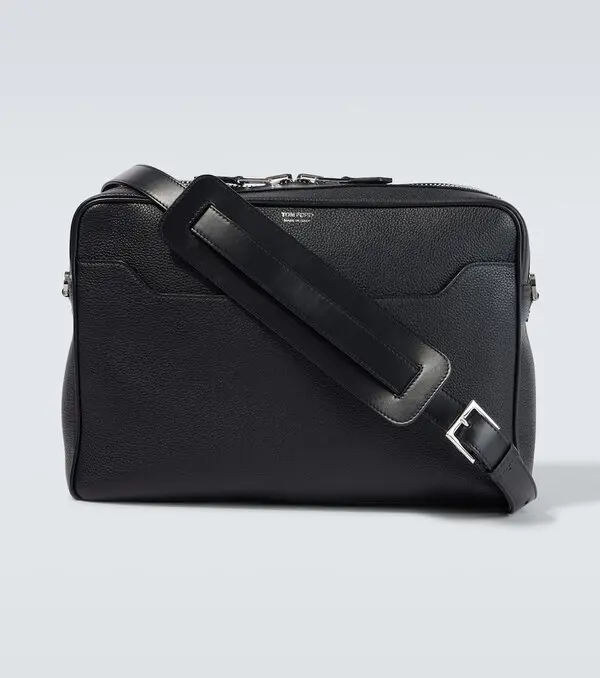 TOM FORD Buckley Leather Messenger Bag - Black