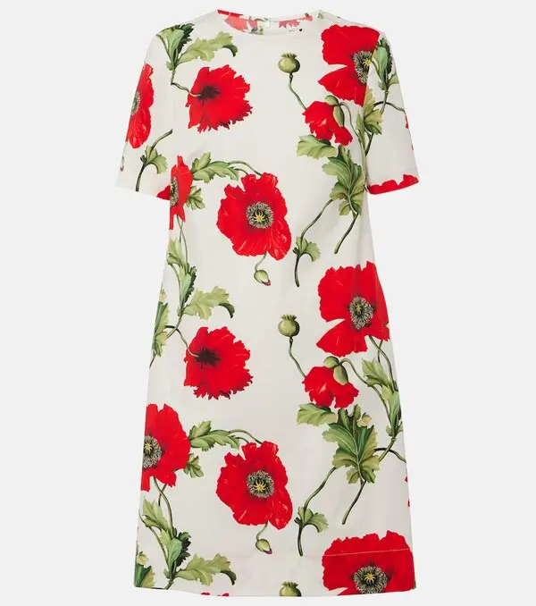 Oscar De La Renta Floral Cotton-blend Mini Dress - Multicoloured