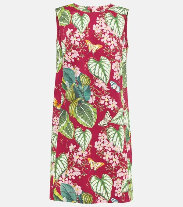 Oscar De La Renta Floral Cotton-blend Mini Dress - Multicoloured