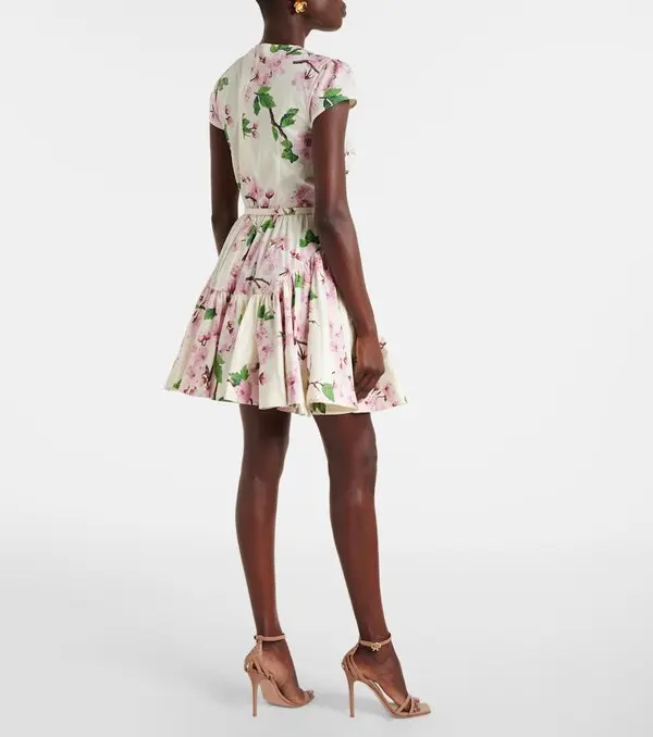 Oscar De La Renta Floral Cotton-blend Mini Dress - White