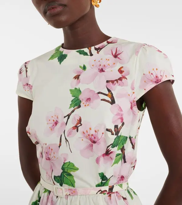 Oscar De La Renta Floral Cotton-blend Mini Dress - White