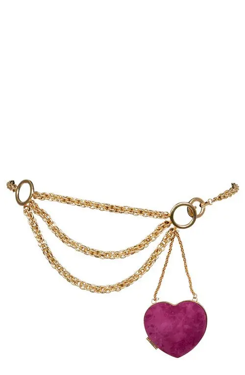 Jeffrey Campbell Bpm Heart Chain Belt - Fuchsia Suede Gold