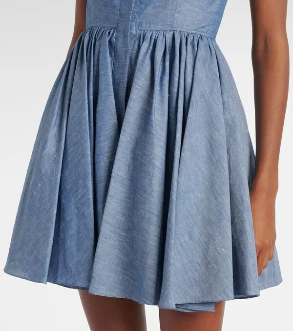 Alaïa Chambray Bustier Dress - Blue