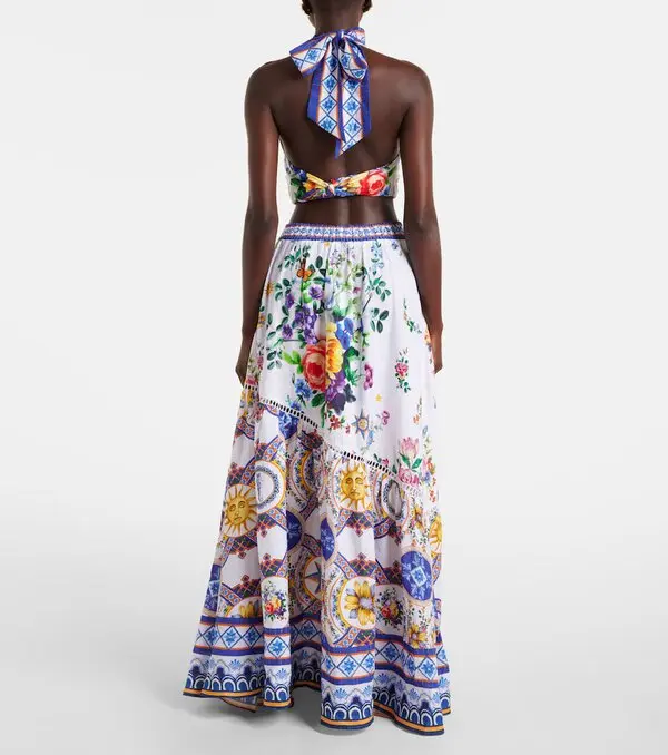 Camilla Printed Linen Maxi Skirt