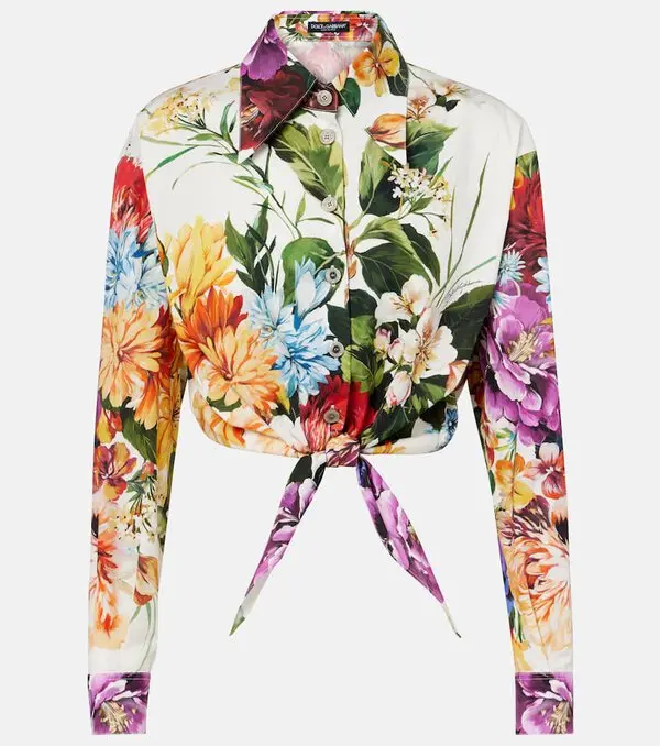 Dolce & Gabbana Floral Cotton Cropped Shirt - Multicoloured