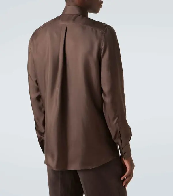 Dolce & Gabbana Silk Twill Dress Shirt - Brown