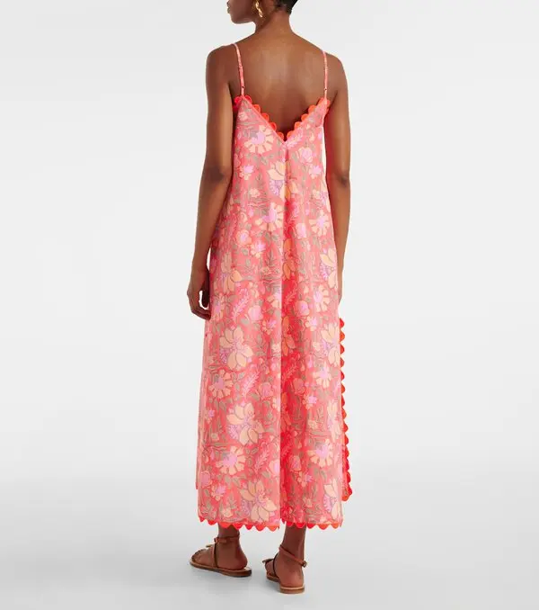 JULIET DUNN Floral Scalloped Cotton Slip Dress