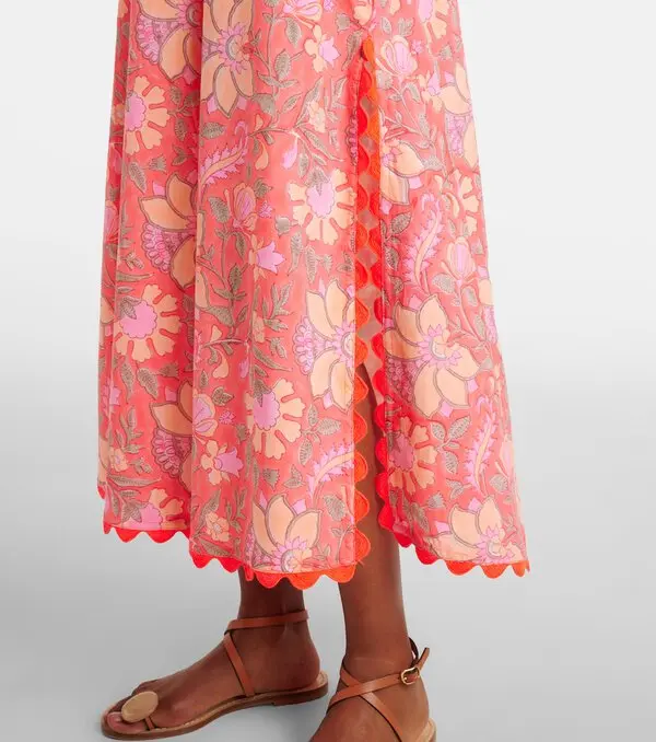 JULIET DUNN Floral Scalloped Cotton Slip Dress