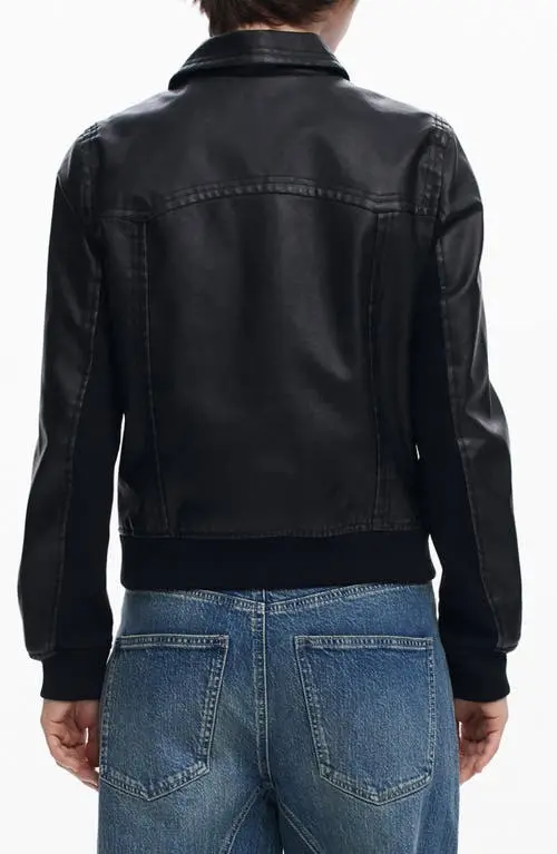 Desigual Faux Leather Biker Jacket - Black