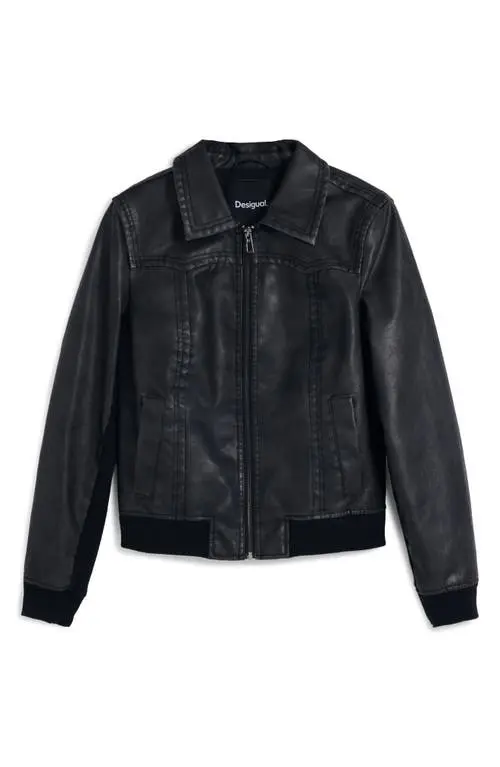 Desigual Faux Leather Biker Jacket - Black