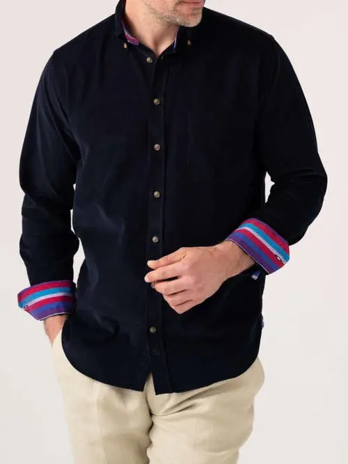 KOY CLOTHING Corduroy Long Sleeve Shirt - Dark Navy