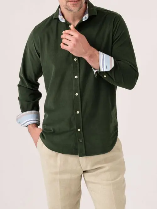 KOY CLOTHING Corduroy Long Sleeve Shirt - Pine Green