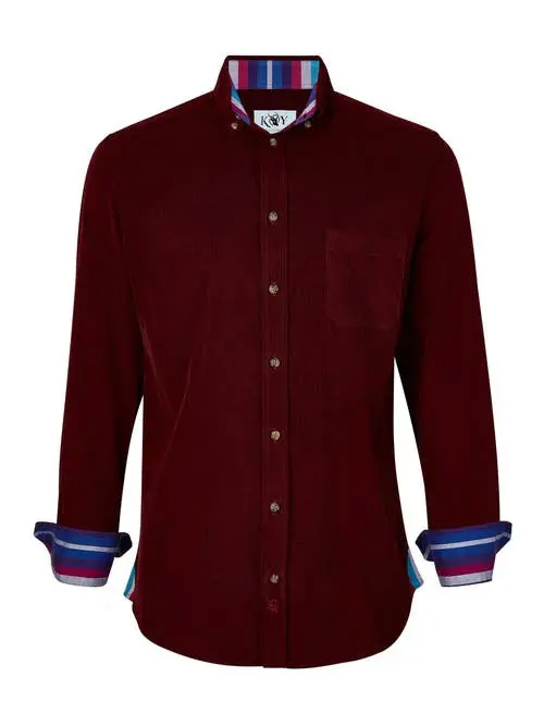 KOY CLOTHING Corduroy Long Sleeve Shirt - Port