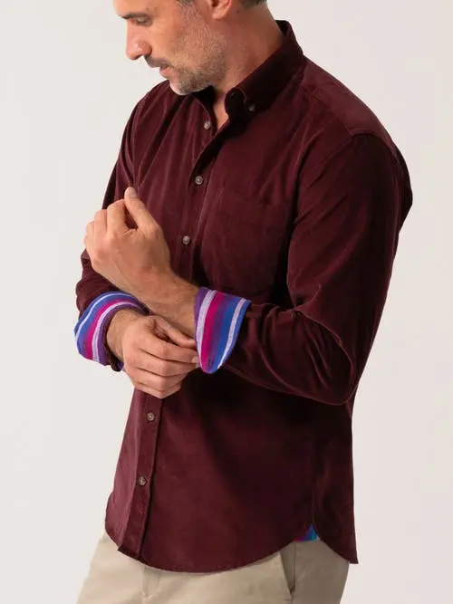 KOY CLOTHING Corduroy Long Sleeve Shirt - Port