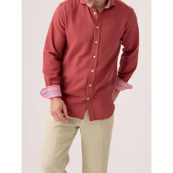 KOY CLOTHING Brushed Cotton Long Sleeve Shirt - Coral